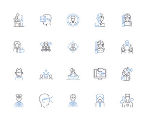 Job outline icons collection work Royalty Free Vector Image