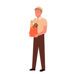 Supermarket or grocery store employee at work Vector Image