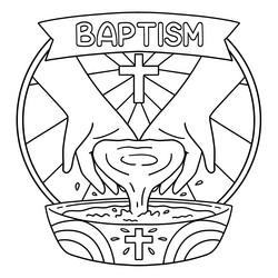 Baptism angel pouring holy water coloring page Vector Image