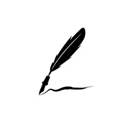 Feather quill pen golden ink logo Royalty Free Vector Image