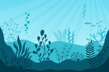Marine underwater life silhouette coral reef Vector Image
