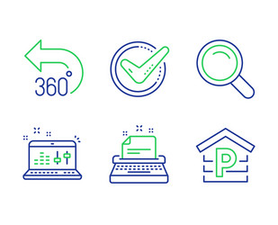Sound check 360 degrees and confirmed icons set Vector Image