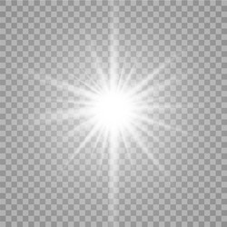 White glowing light burst on transparent Vector Image