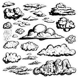 Set sketch clouds Royalty Free Vector Image - VectorStock