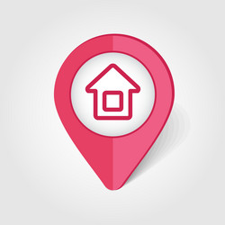 Home location marker red 3d icon Royalty Free Vector Image