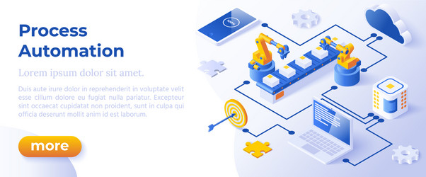 Isometric rpa robotic process automation Vector Image