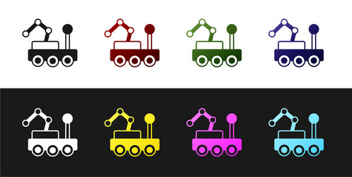 Set mars rover icon isolated on black and white Vector Image