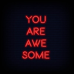 You awesome neon signs style text Royalty Free Vector Image