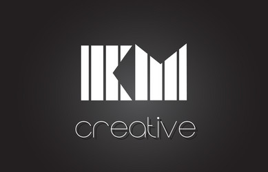 Km k m letter modern logo design with yellow Vector Image