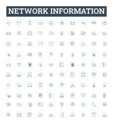 Network information line icons set Royalty Free Vector Image