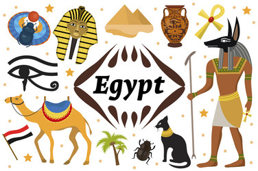 Ancient egypt set objects clip art collection Vector Image
