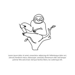 Sloth line design simple animal silhouette Vector Image