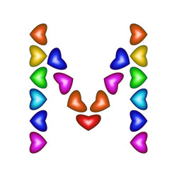 Letter d made of multicolored hearts Royalty Free Vector