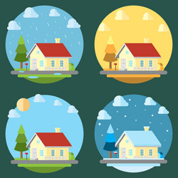 4 seasons park flat design set Royalty Free Vector Image