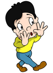 Cartoon boy yelling and shouting into a megaphone Vector Image