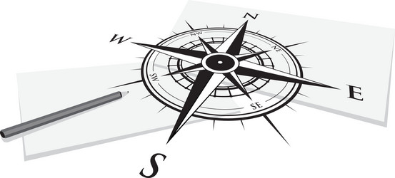 Compass rose of wind and anchor with rope Vector Image