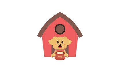 Dog cartoon inside wood house design Royalty Free Vector