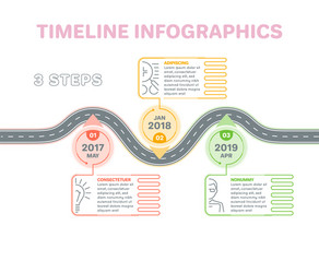 Transparent timeline infographic process on 3 Vector Image