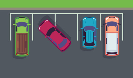 Bad parking car top view wrong area Royalty Free Vector