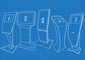 Blueprint of five interactive information kiosk Vector Image