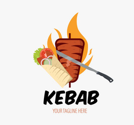 Doner kebab label colorful detailed Royalty Free Vector