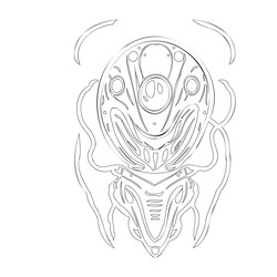 Alien monster outline sketch Royalty Free Vector Image