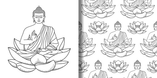 Buddha sitting on lotus Royalty Free Vector Image