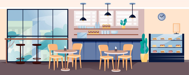 Cartoon cafe background cafeteria interior Vector Image