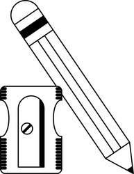 School utensils and supplies in black white Vector Image
