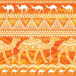 Camel caravan seamless pattern with ethnic motifs Vector Image