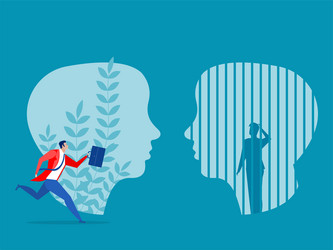 Two Businessman Different Thinking Between Fixed Vector Image