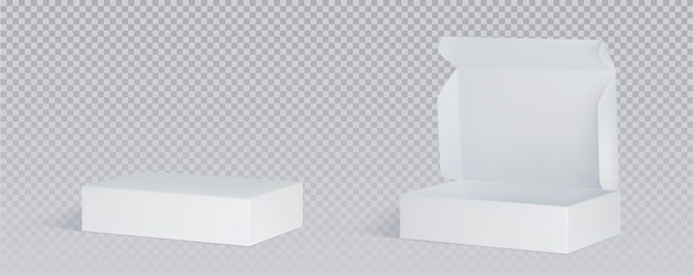 White cardboard open empty box mockup Royalty Free Vector