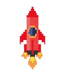 Battle ship pixels red Royalty Free Vector Image