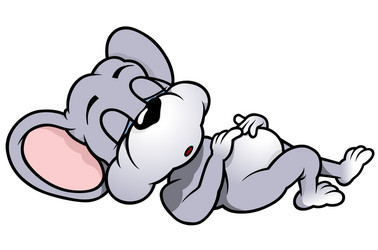 Drawing of a mouse sleeping on the ground Vector Image
