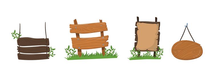 Wooden signs and billboards as rustic Royalty Free Vector