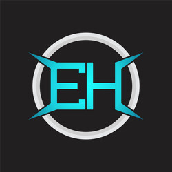 Eh logo monogram with piece circle ribbon style Vector Image