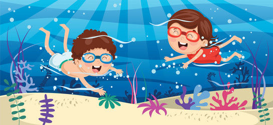 Kids swimming underwater Royalty Free Vector Image