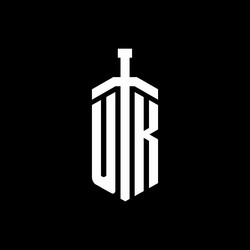 Uk logo monogram with gold colors and shield Vector Image