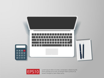 Top view of blank screen laptop and mouse Vector Image