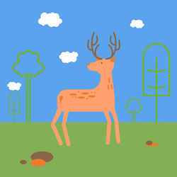 Cute cartoon deer set in flat style Royalty Free Vector