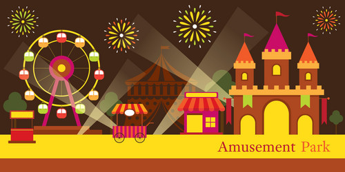 Fun fair carnival circus round frame Royalty Free Vector