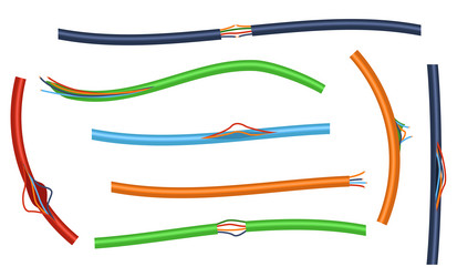 Damaged electrical wires set Royalty Free Vector Image