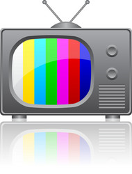 Colorful cartoon of a zany animated television set