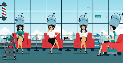 Colorful Hair Salon Scene Royalty Free Vector Image