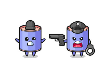 Ghost robber with hands up pose caught police Vector Image