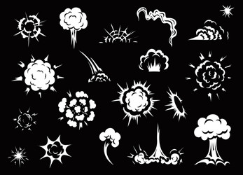 Comic explosion effect set dust smoke Royalty Free Vector