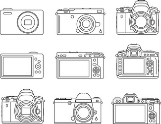 Dslr camera outline Royalty Free Vector Image - VectorStock