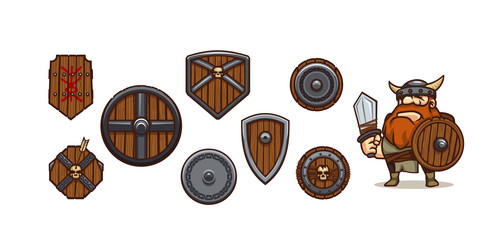 Viking game props icons ui rpg design assets Vector Image