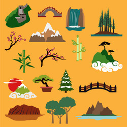 China history culture and nature icons Royalty Free Vector