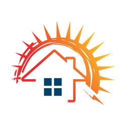 Sun energy solar panels logo house and template Vector Image